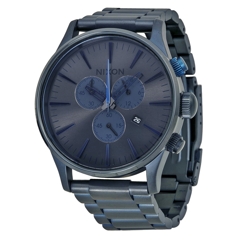Nixon Men's Sentry Chronograph Deep Blue Dial Deep Blue Ion-plated ...