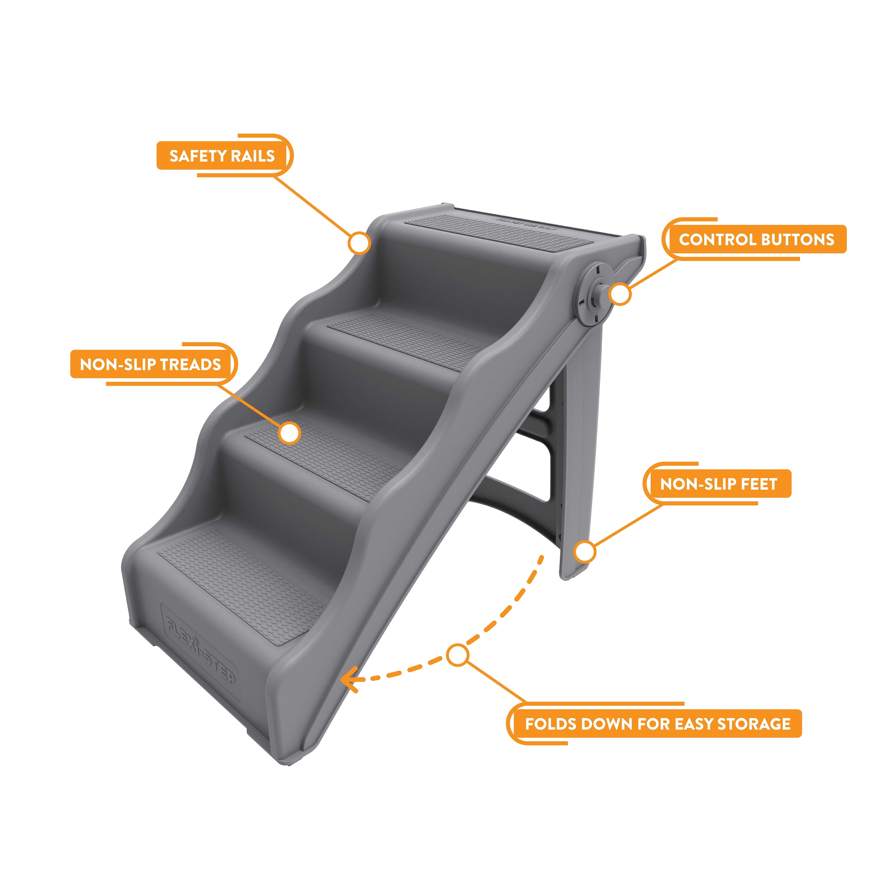 Tail Waggers Flexi-Step, Foldable Pet Steps With 4-Step Design And Non ... Tail Waggers Flexi-Step, Foldable Pet Steps With 4-Step Design And Non ...