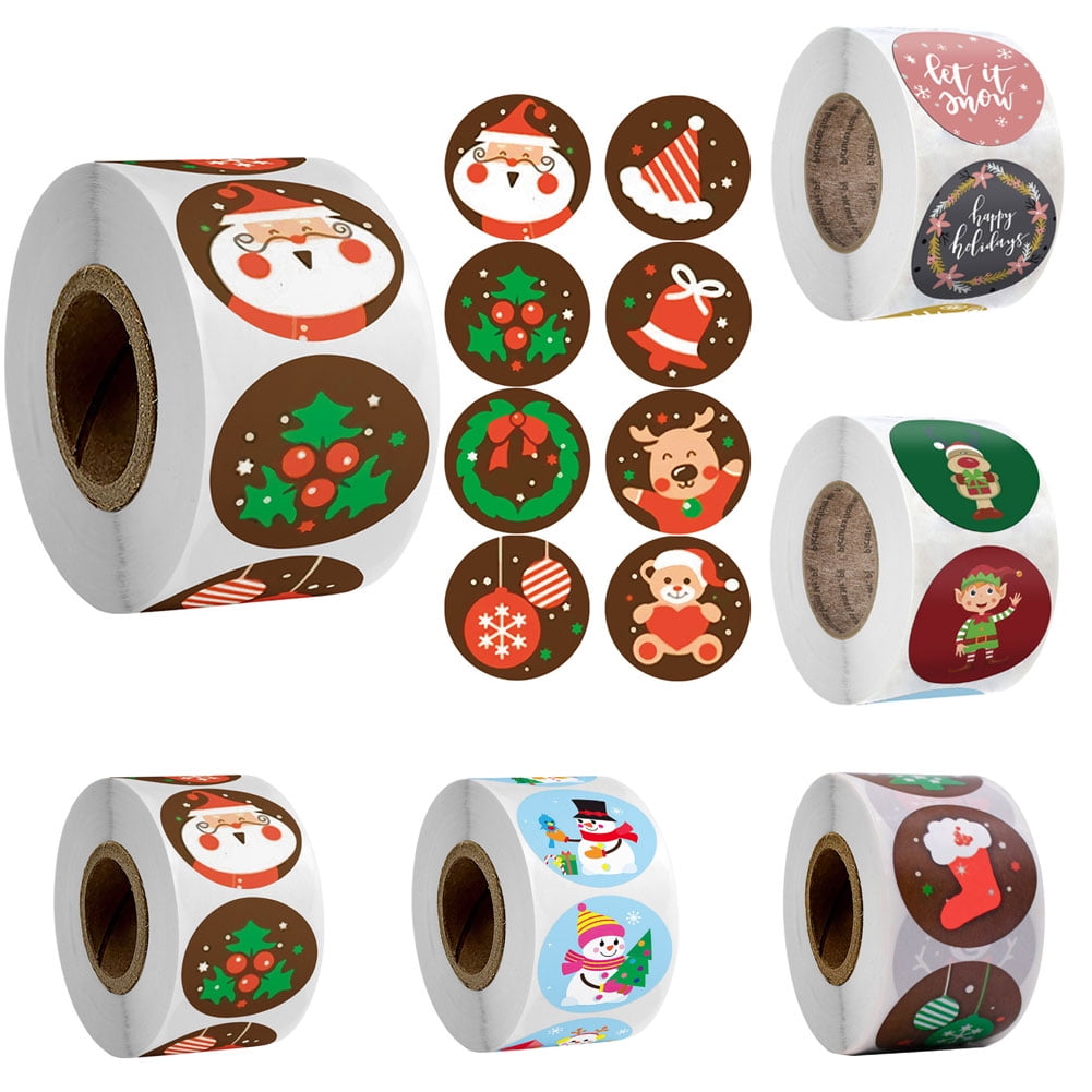 Happy date 500Pcs/Roll Christmas Stickers, Christmas Labels, Christmas ...