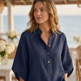 Women'S Batwing Sleeve Linen Cotton Two Piece Set Casual Shirt & Wide ...