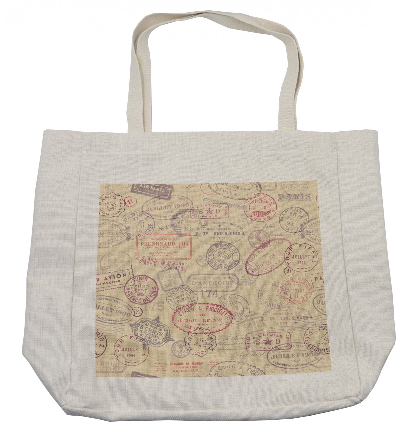 Vintage Shopping Bag, Retro Design Inspired Postage Illustration Beige ...