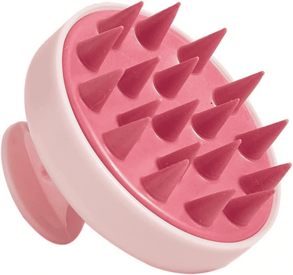 Hair Scalp Brush Soft Silicone Bristles Ergonomic Handle Shampoo Anti Dandruff Scrubber Pink