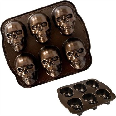 Skull Cake Pan Silicone Skull Cakelet Mold, 6 Cavities Skull Pirate ...