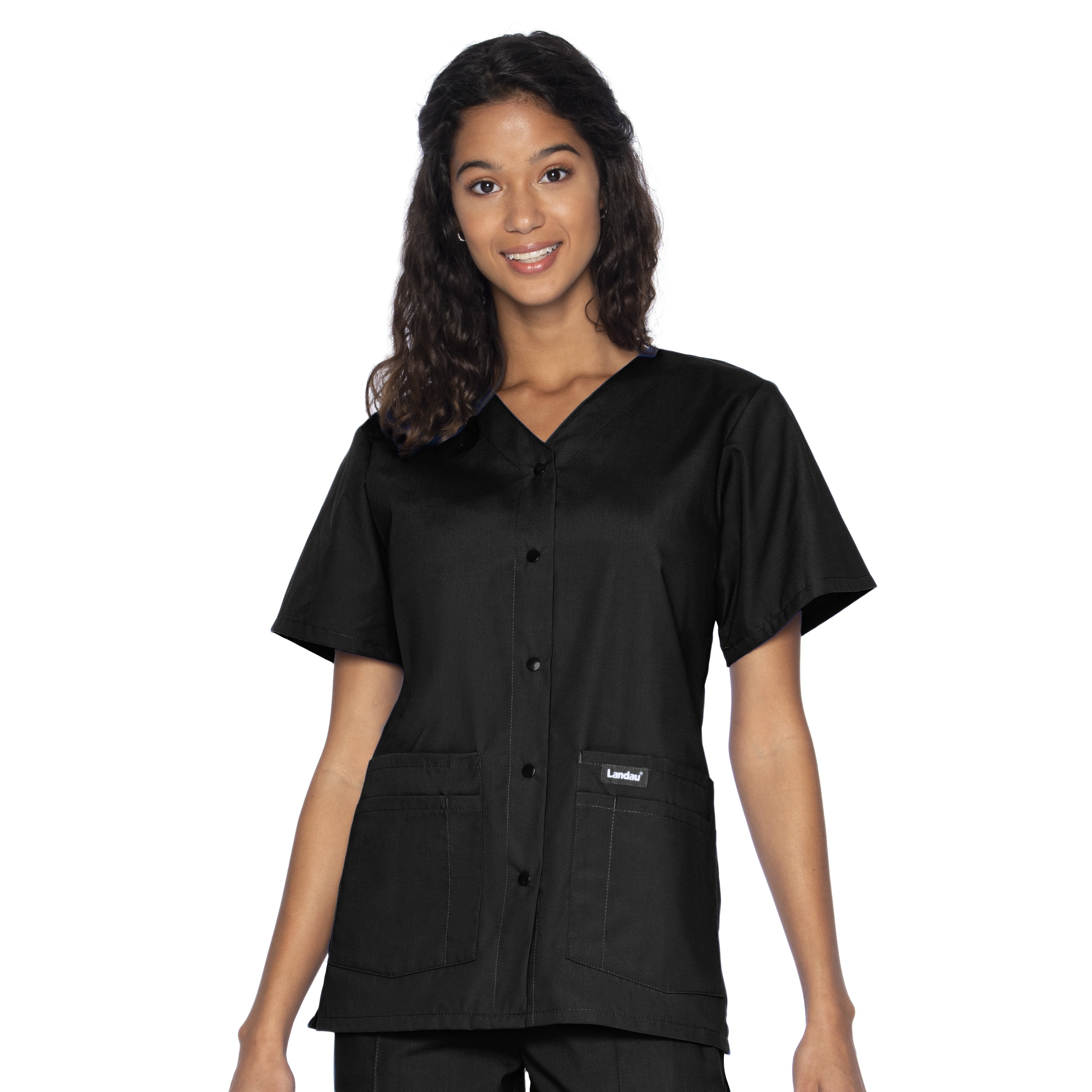 Landau Essentials Relaxed Fit 4-Pocket V-Neck Scrub Top for Women 8232 ...