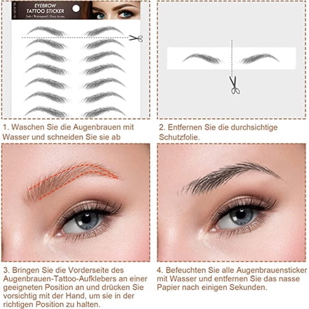 Pack of 6 Fake Eyebrows Stickers Natural Simulation Pocket Simulation ...