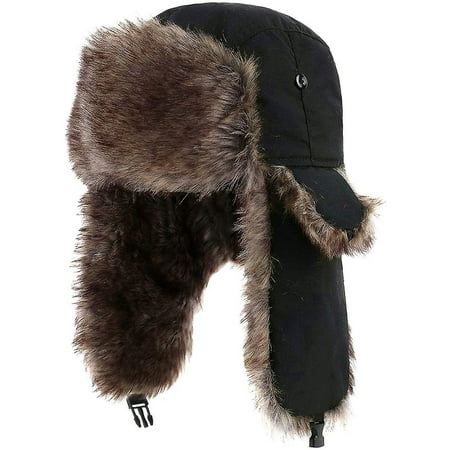 Tatum88 Trapper Ushanka Hat Warm Russian Trooper Fur Earflap Winter Skiing Hat Cap(black)Trapper ...