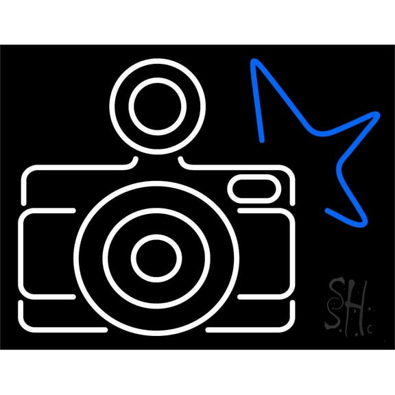 Yellow Cameras Logo LED Neon Sign 15 x 19 - inches, Clear Edge Cut ...