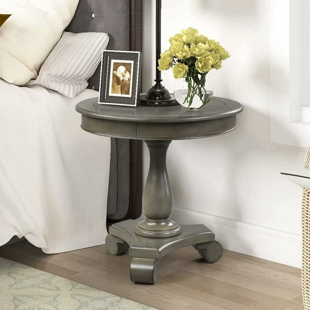 Morden Fort Wood Round End Table for Living Room Antique Grey - Walmart.com