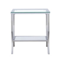 Saide Living Room Side Accent Glam Glass Square End Table with Mirrored ...