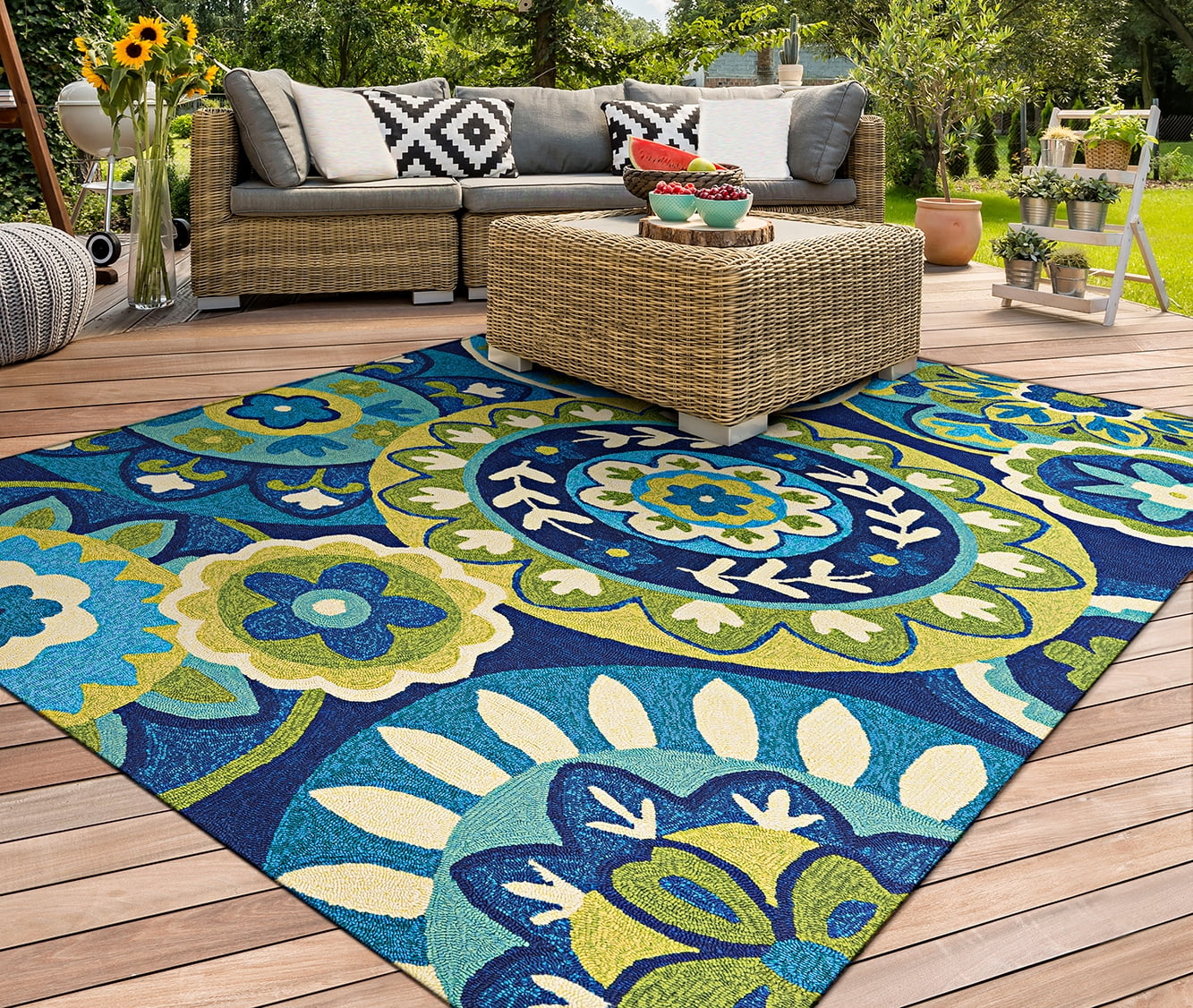 Couristan Covington Rip Tide Ocean-Green Indoor / Outdoor Area Rug, 5'6 ...