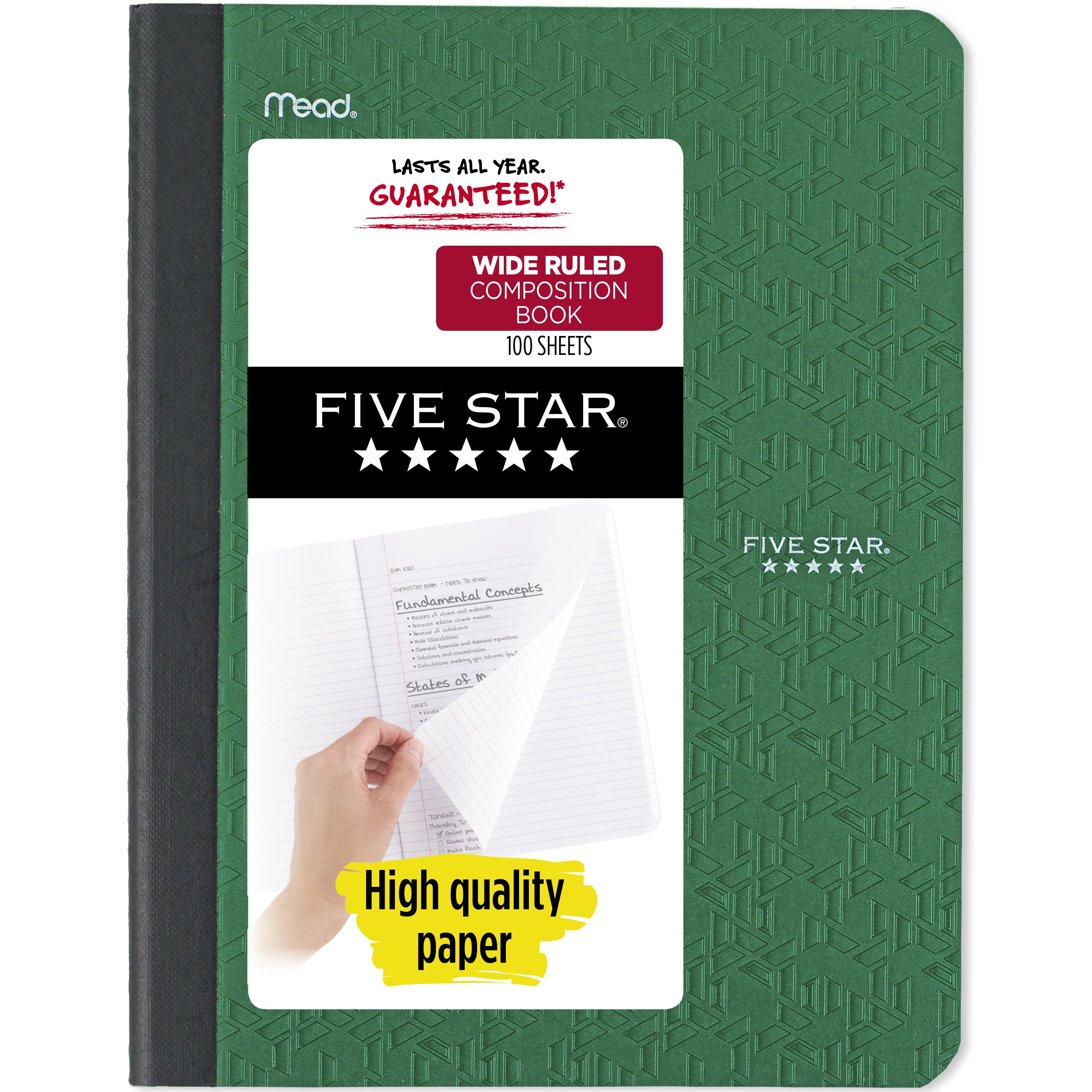 Five Star Composition Book, Wide Ruled, 100 Pages, Forest (950000CE1 ...