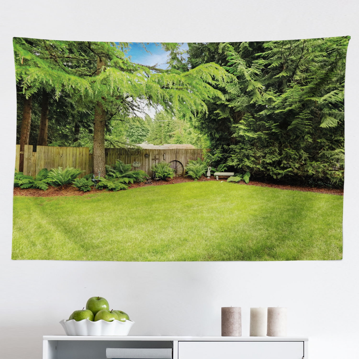 Farmland Tapestry, Border with Shady Deciduous Autumn Trees Growth Leaf ...