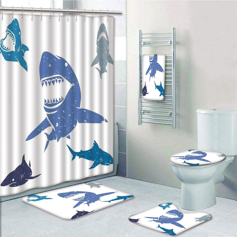 PRTAU Grunge Big Small Sharks with Open Mouth Predator Jaws Royal 5 ...