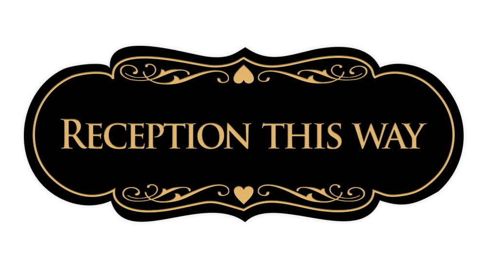 Signs ByLITA Designer Reception This Way Sign (Black /Gold) - Small ...