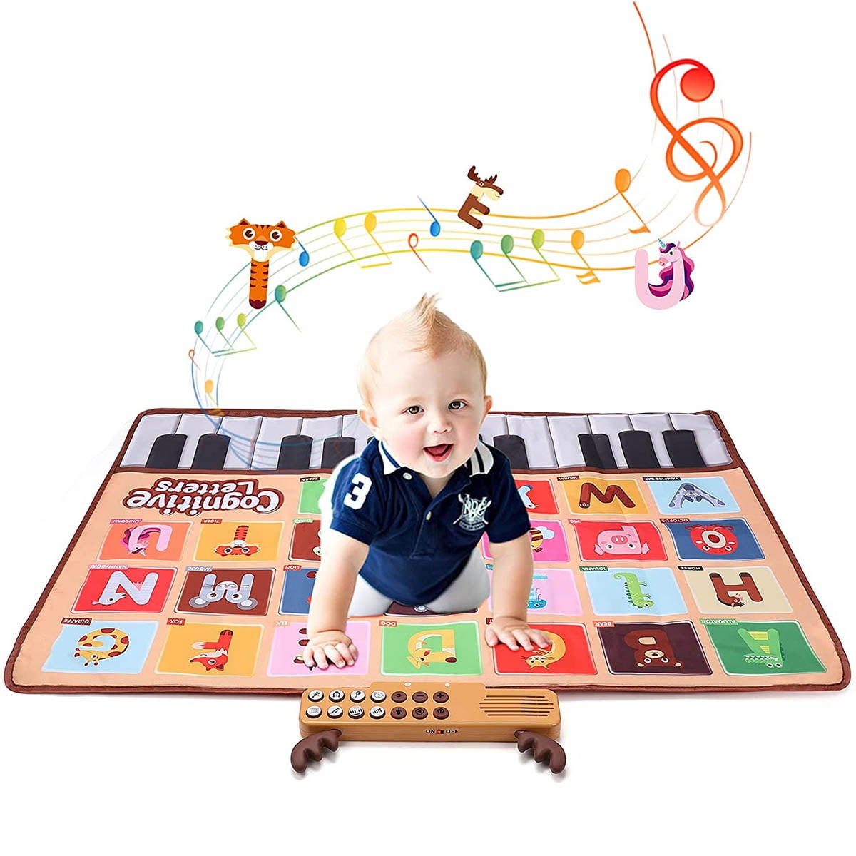 Piano Play Mat for Baby, Baby Piano Mat with 26 Letters, 6 Instruments ...