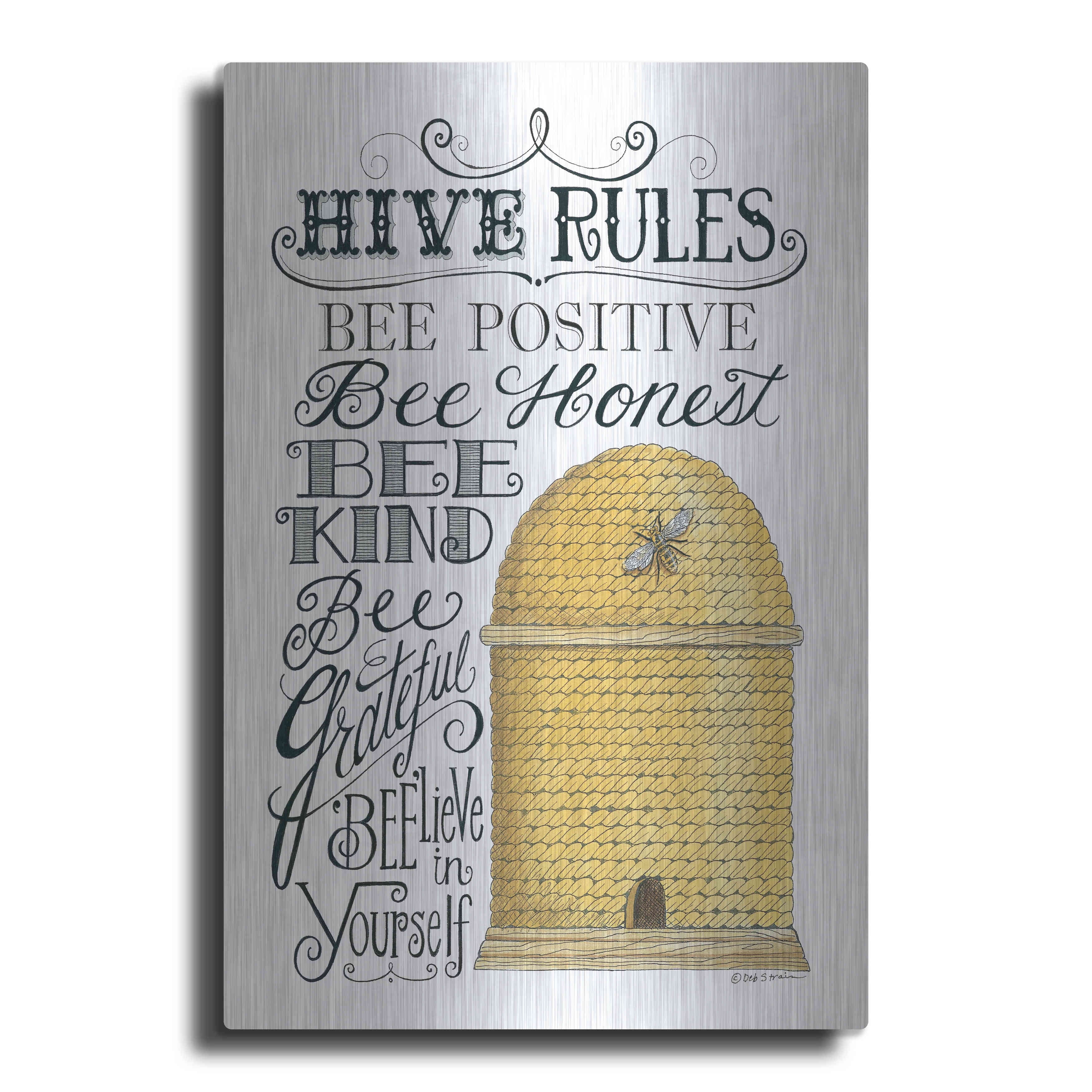 Luxe Metal Art 'Hive Rules' by Deb Strain, Metal Wall Art, 24"x36 ...