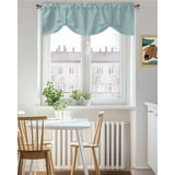 Blue Linen Tie Up Valances Curtain, Adjustable Kitchen Farmhouse Pure ...