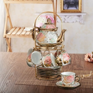 Jewelkeeper Porcelain Tea Set for Little Girls, Floral Design, 13 ...