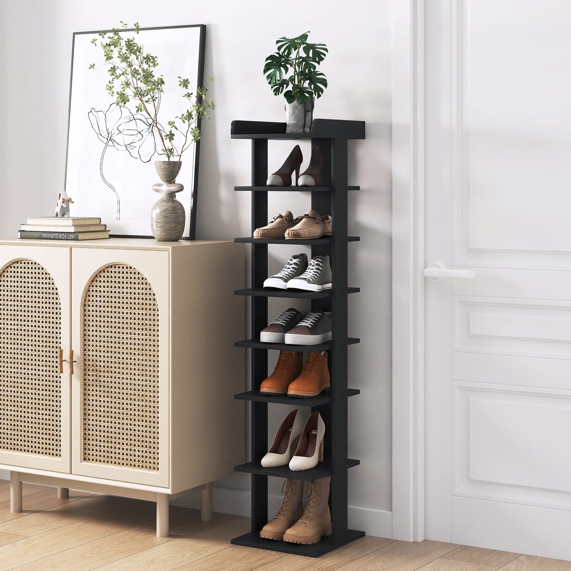 Yusong 8-Tier Shoe Rack, Entryway Shoe Tower,Vertical Shoe Organizer ...