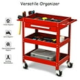 Three Tray Mobile Rolling Tool Cart with Large Wheels, Mechanic Cabinet ...