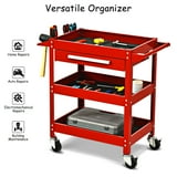 Three Tray Mobile Rolling Tool Cart with Large Wheels, Mechanic Cabinet ...