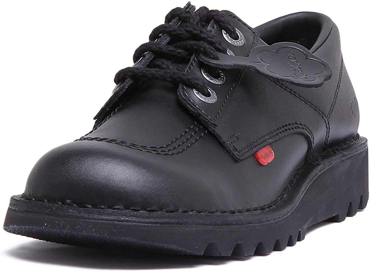 Kickers Kick Lo Core Unisex Lace Up Leather Shoes In Black Blue Size ...