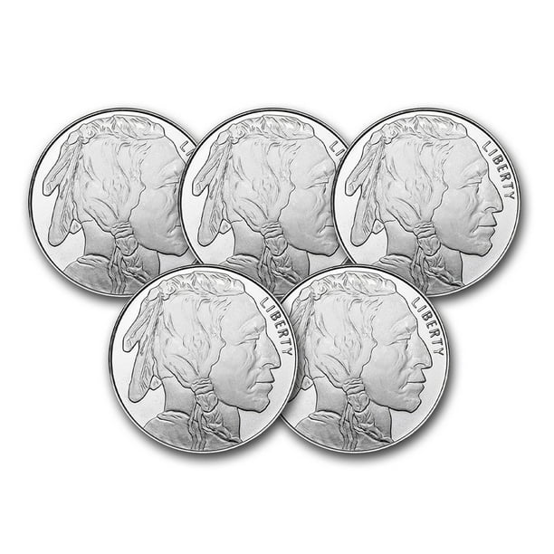 1 oz Silver Round - Buffalo (Lot of 5) - Walmart - Walmart.com