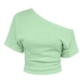 Elegant Spring-Summer Slim Fit Blouse with Asymmetrical Shoulders and ...