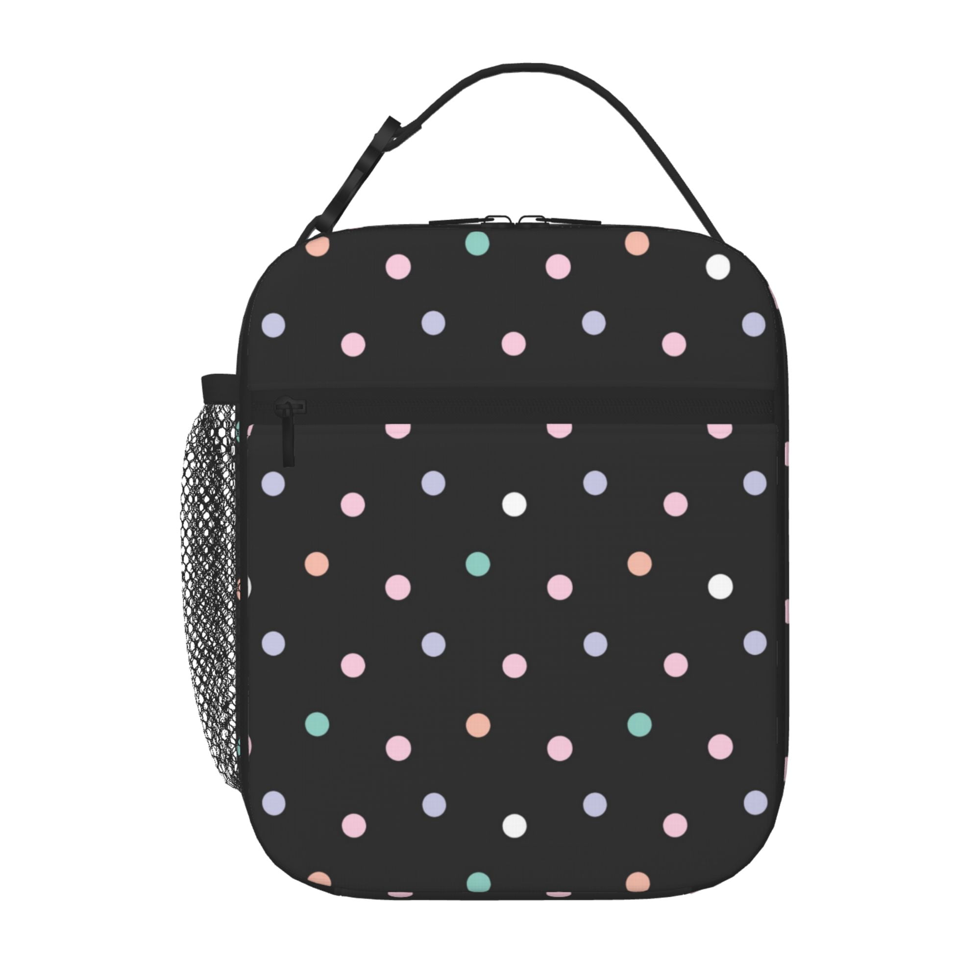 TEQUAN Portable Lunch Bag, Colorful Polka Dots Pattern Reusable ...