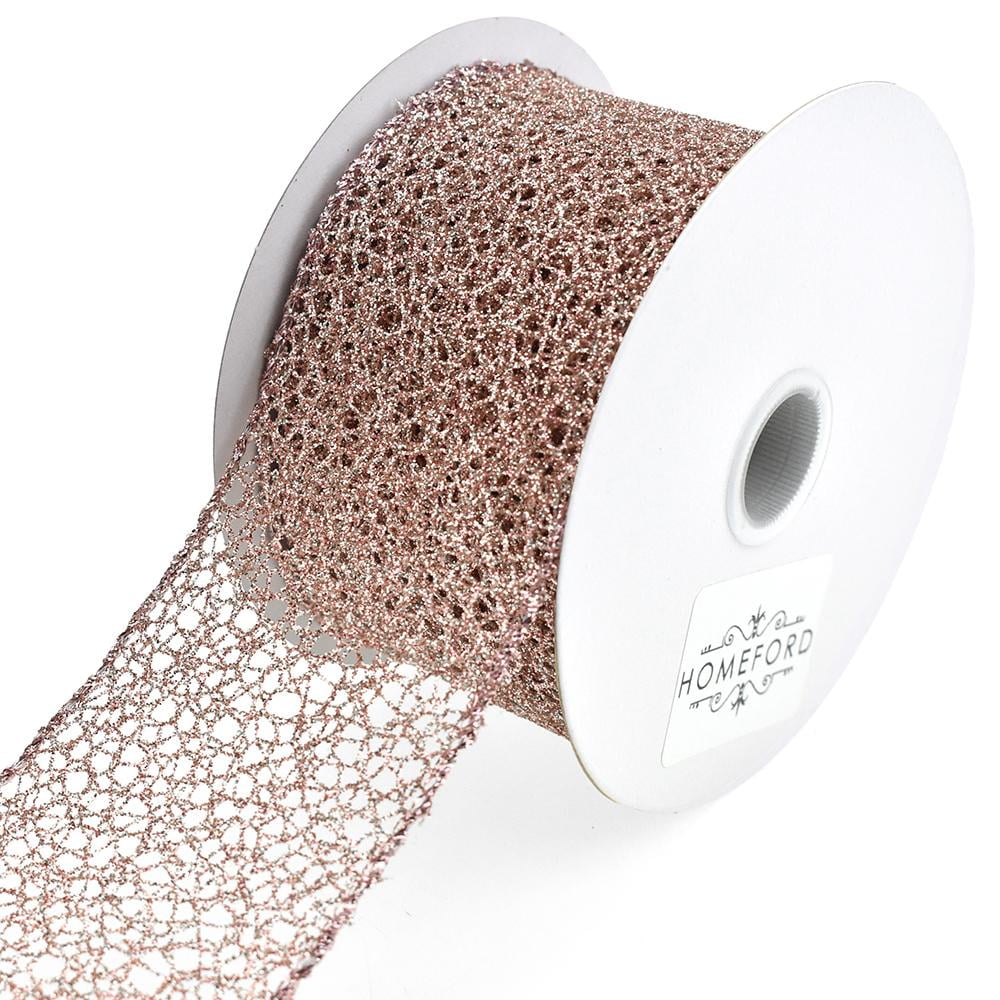 Glitter Webbing Wired Ribbon, Rose Gold, 2-1/2-Inch, 10-Yard - Walmart.com