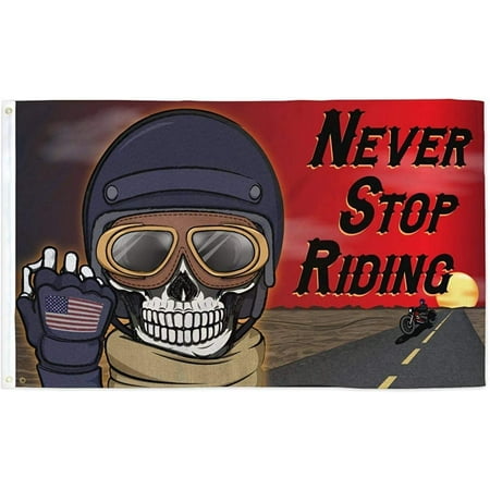 Pirate Never Stop Riding Flag 3' x 5' - Biker Flags 90 x 150 cm ...