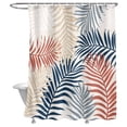 Beige Blue Palm Leaves Shower Curtain, Summer Botanical Vintage ...