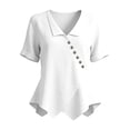 Ayolanni Shirts for Women 3/4 Sleeve Button V-Neck Solid Blouse Fitted ...