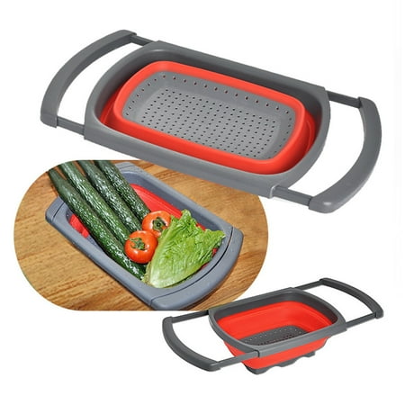 Collapsible Over-sink Colander Folding Strainer with Extendable Handles ...