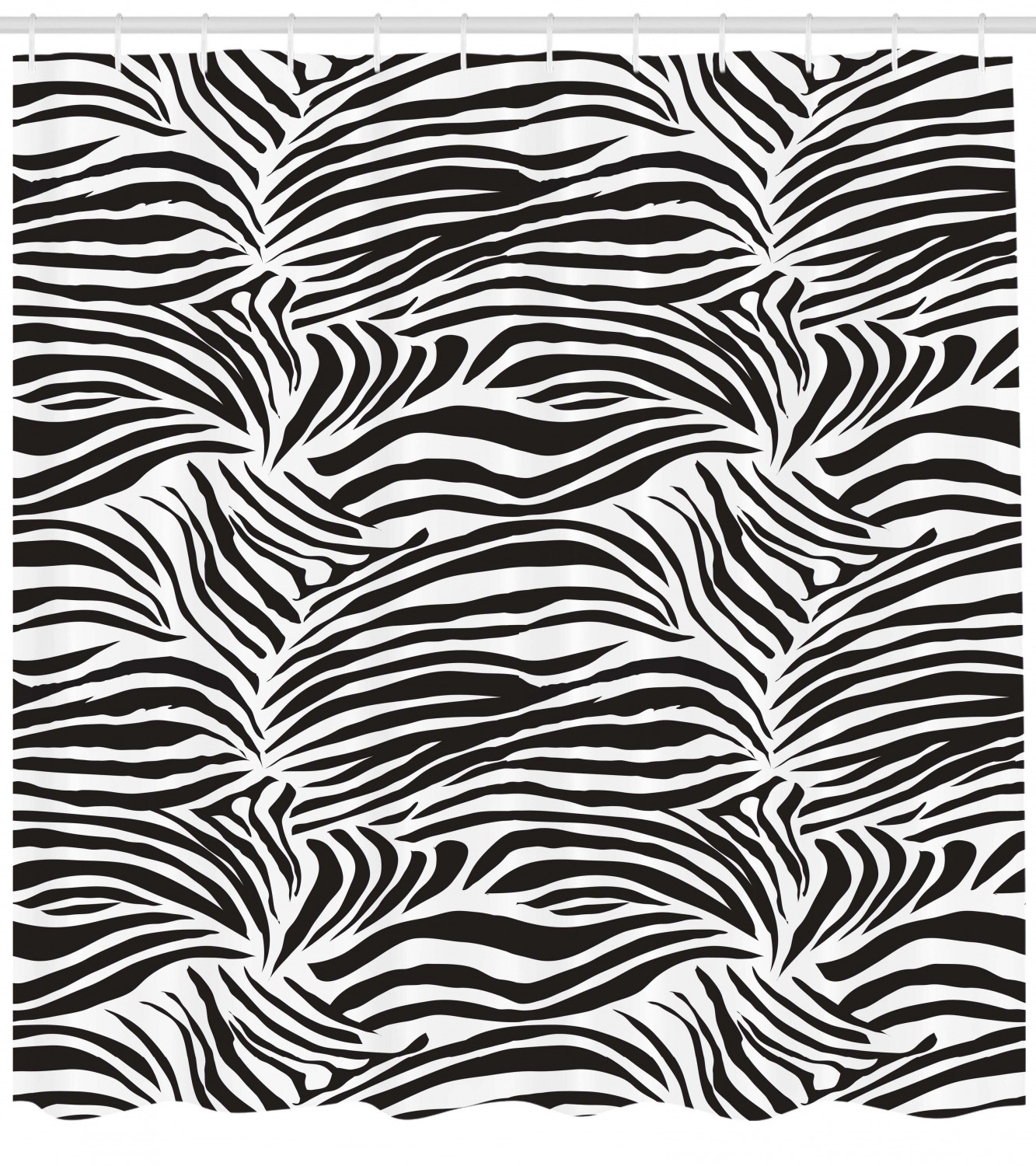 Zebra Print Decor Shower Curtain Set, Striped Zebra Animal Print Nature ...