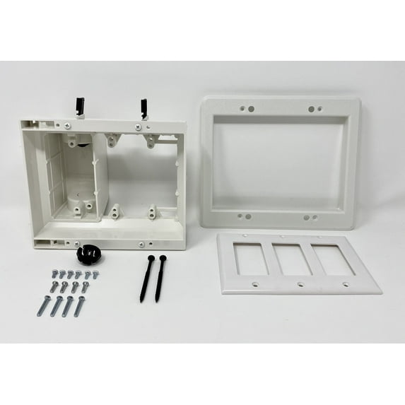 RiteAV Three-Gang Recessed Non-Metallic Electrical Combo Box Divided ...