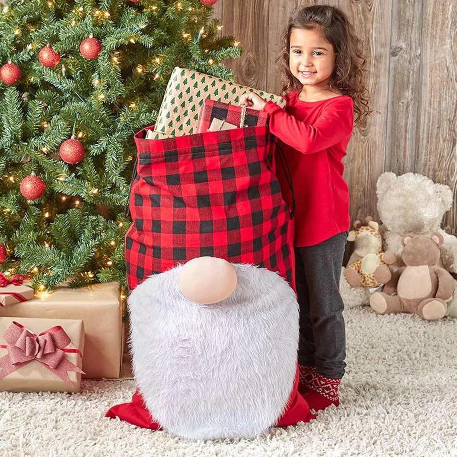 Click here for Unbranded Gift Bag Plaid Double Drawstring Large C... prices