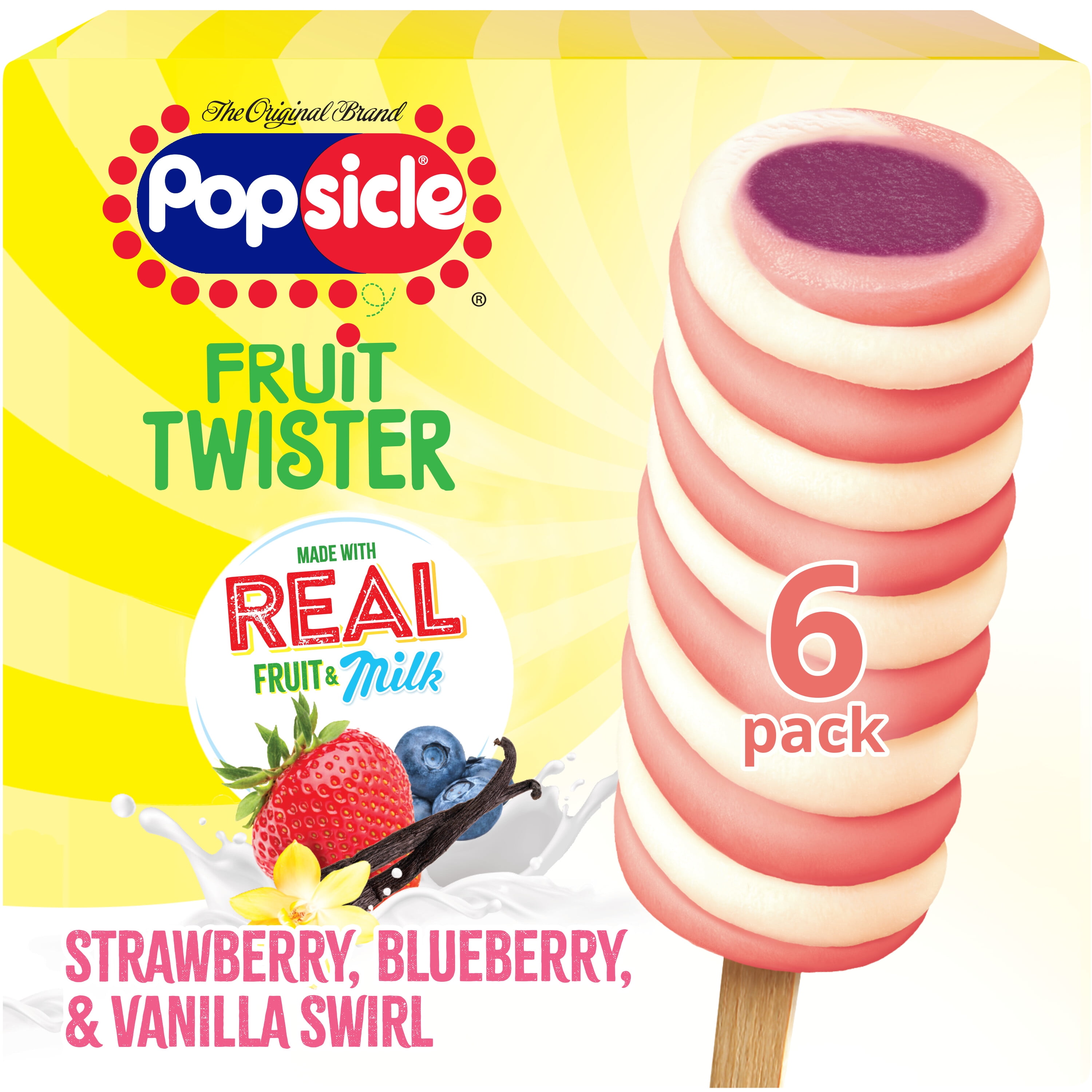 Popsicle Frozen Dairy Dessert, Strawberry Blueberry Vanilla, Low ...