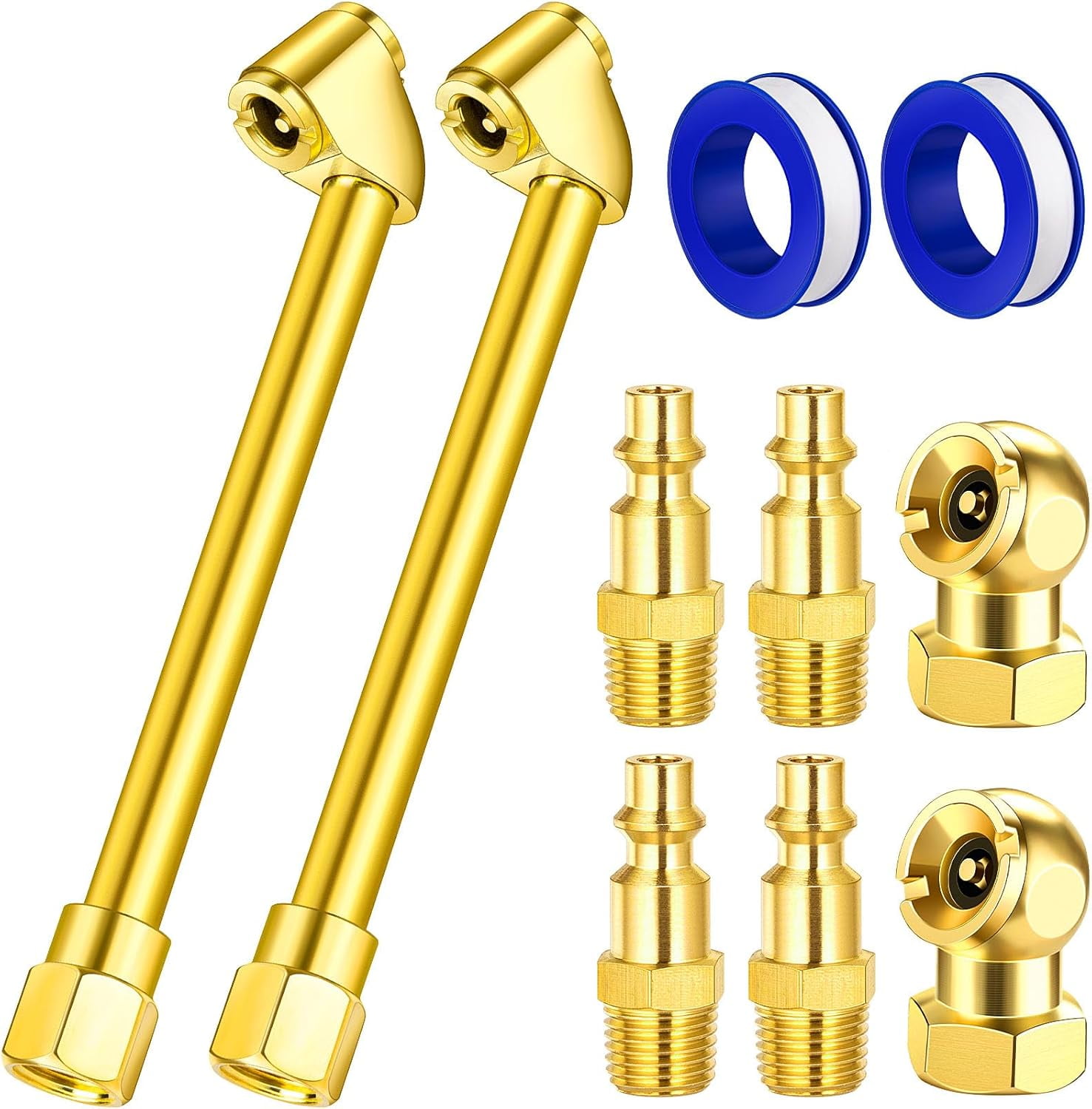 2 Pack Heavy Duty Air Chuck Set-1/4 Inch Female NPT Closed Ball tire ...