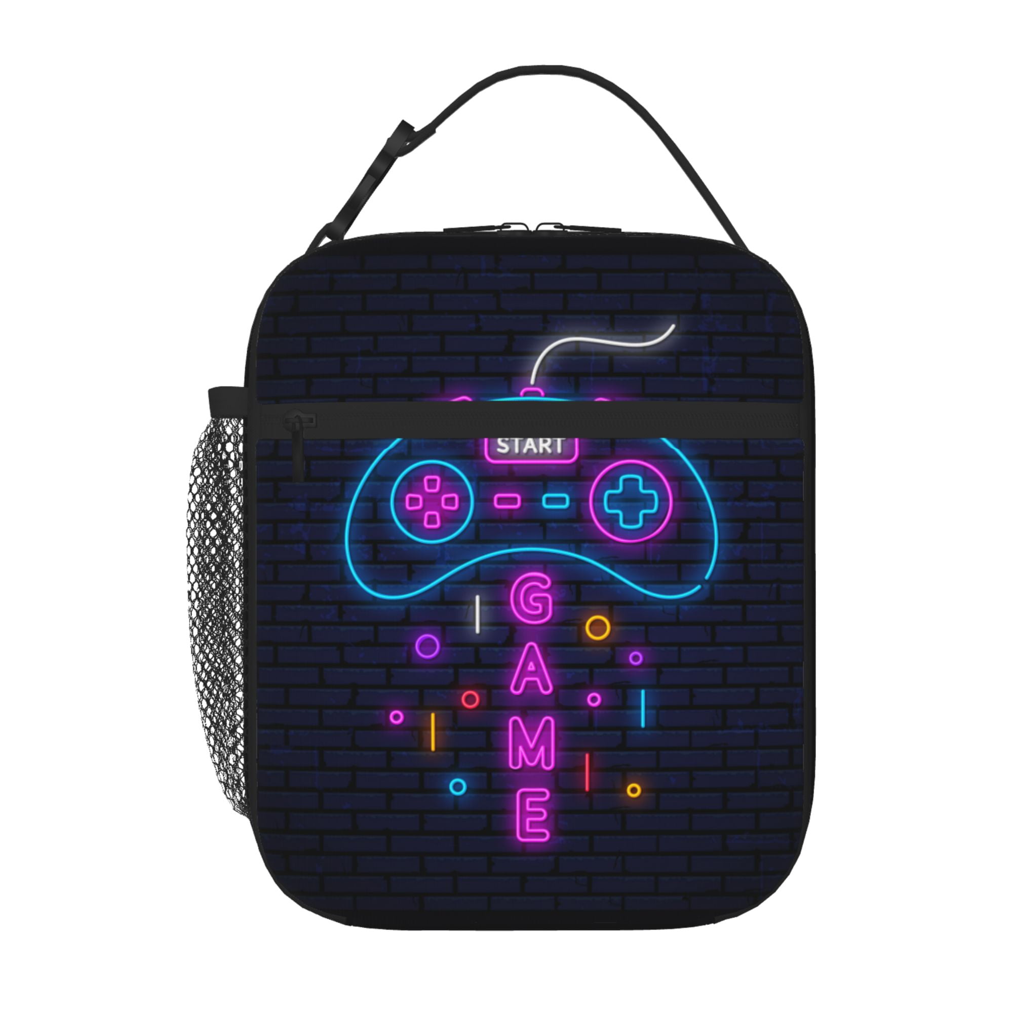 TEQUAN Portable Lunch Bag, Neon Gamepad Games Pattern Reusable ...