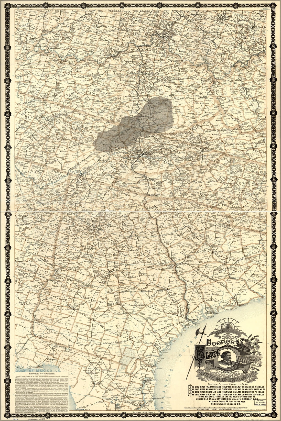 24"x36" Gallery Poster, map of Black Diamond railroad System 1896 ...