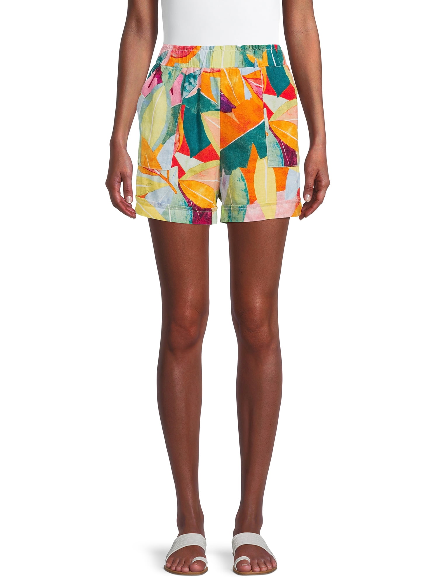Time and Tru Women's Linen Blend Shorts - Walmart.com