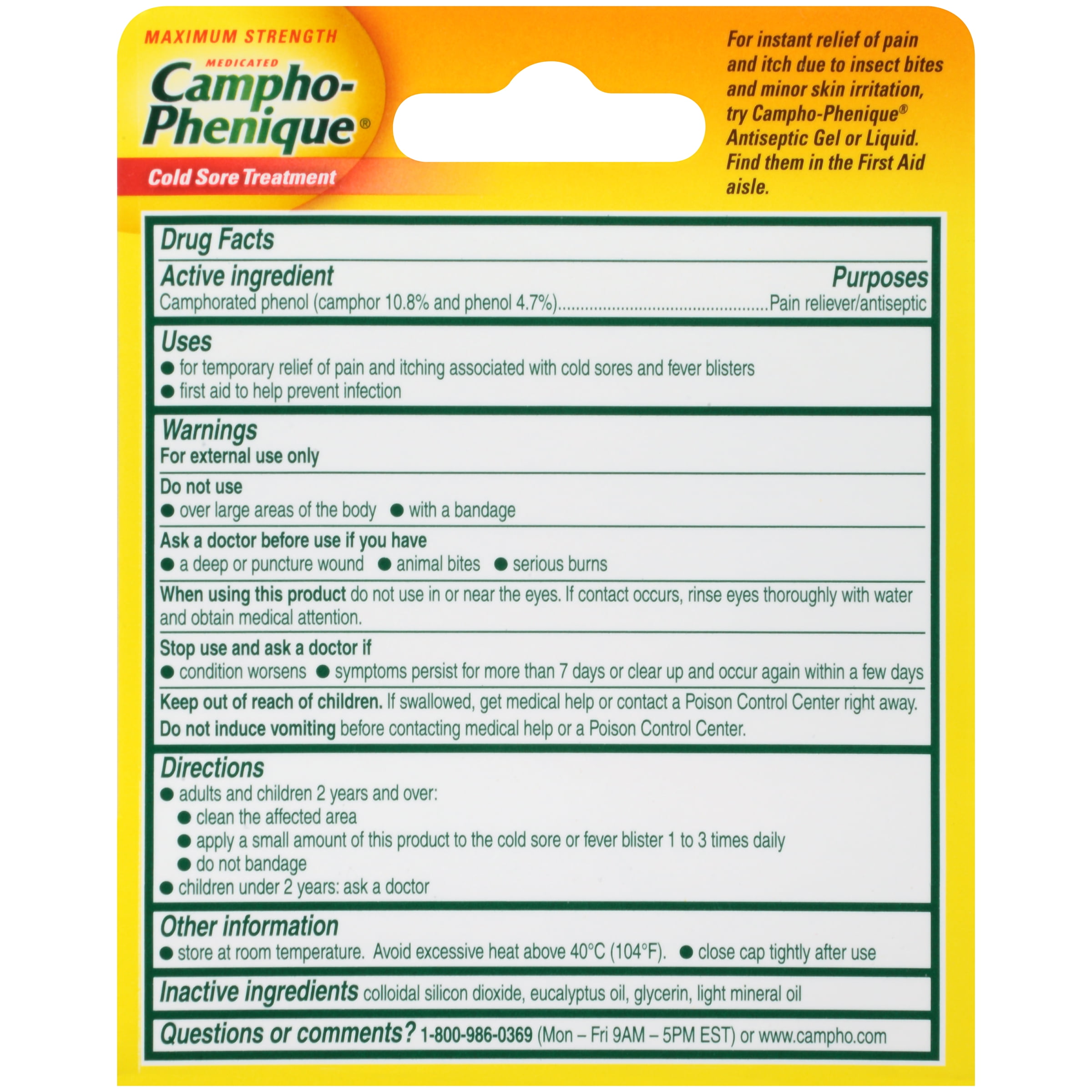 Campho-Phenique Maximum Strength Healing Medication, Cold Sore & Fever ...