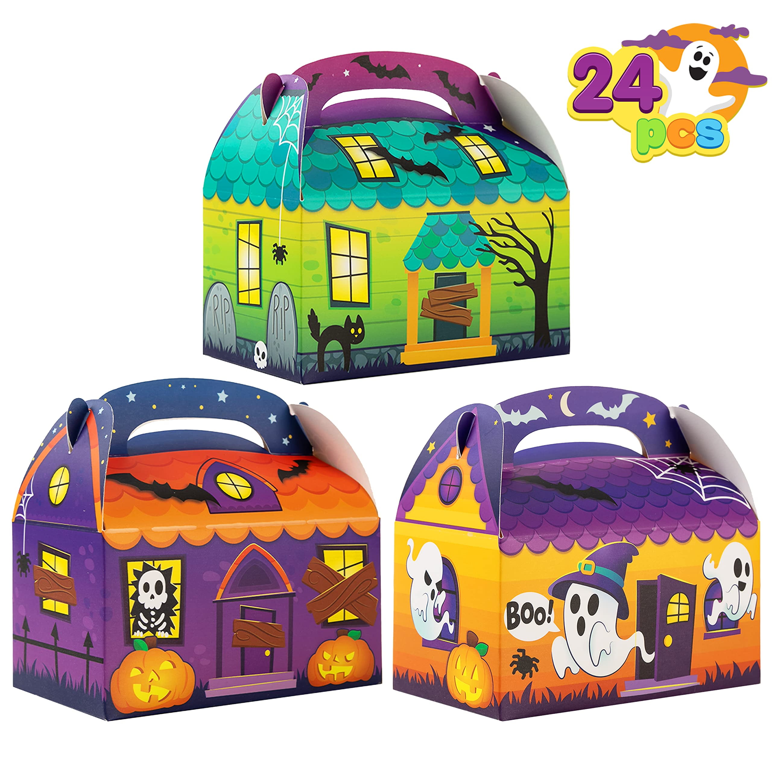 JOYIN 24 PCS 3D Halloween House Cardboard Treat Boxes (6"x6"x3.5 ...