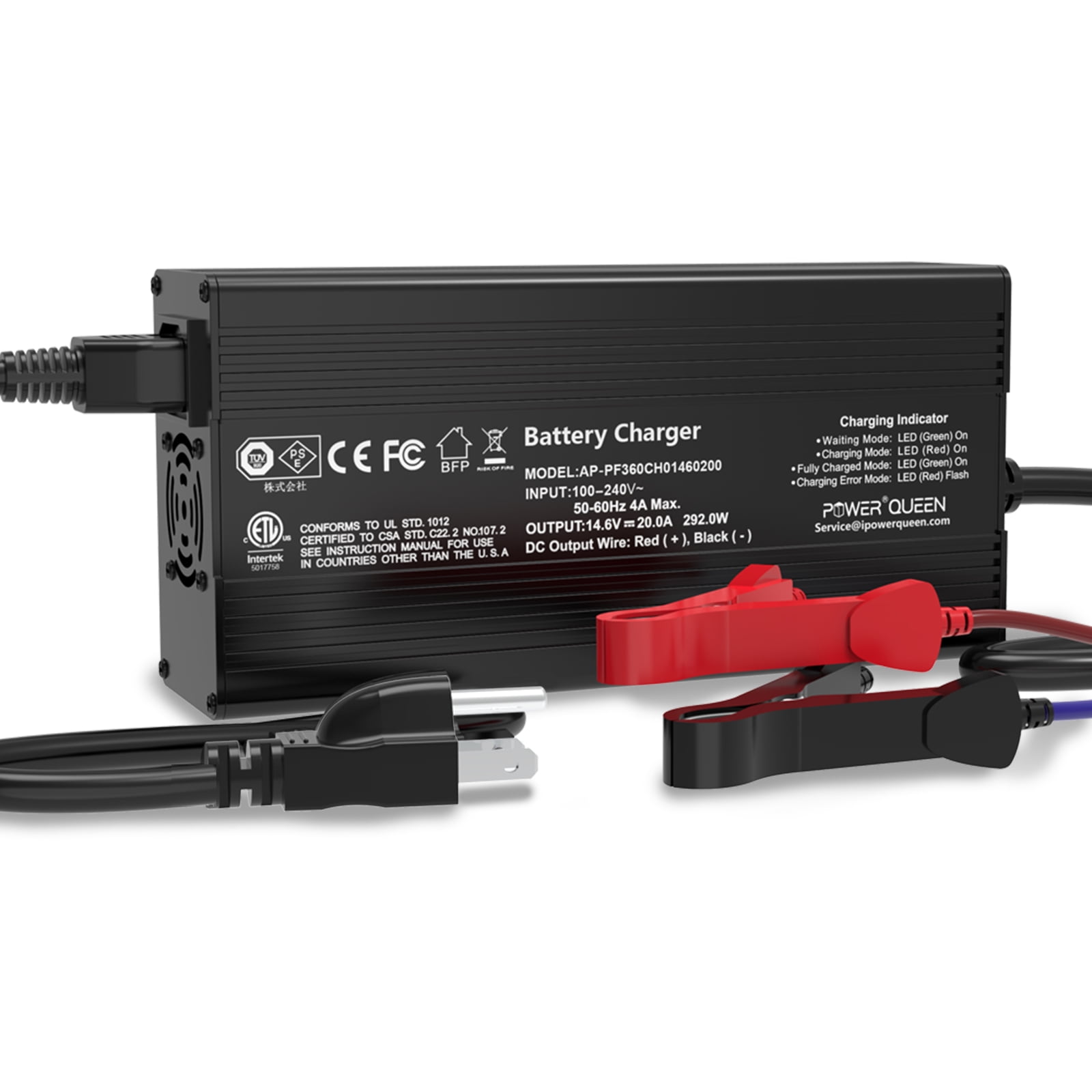 Power Queen 14.6V 20A Smart LiFePO4 Battery Charger and Maintenance ...