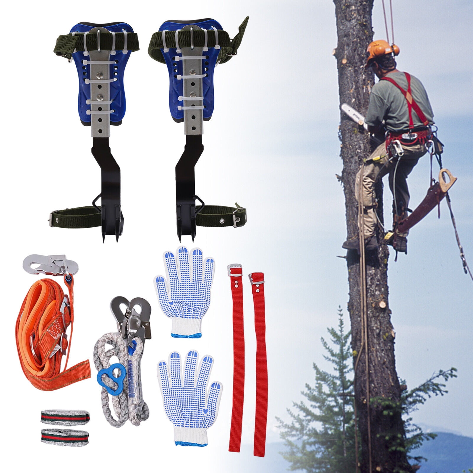Miumaeov Tree Climbing Spikes Set Adjustable Climbing Gear Safety Belt ...
