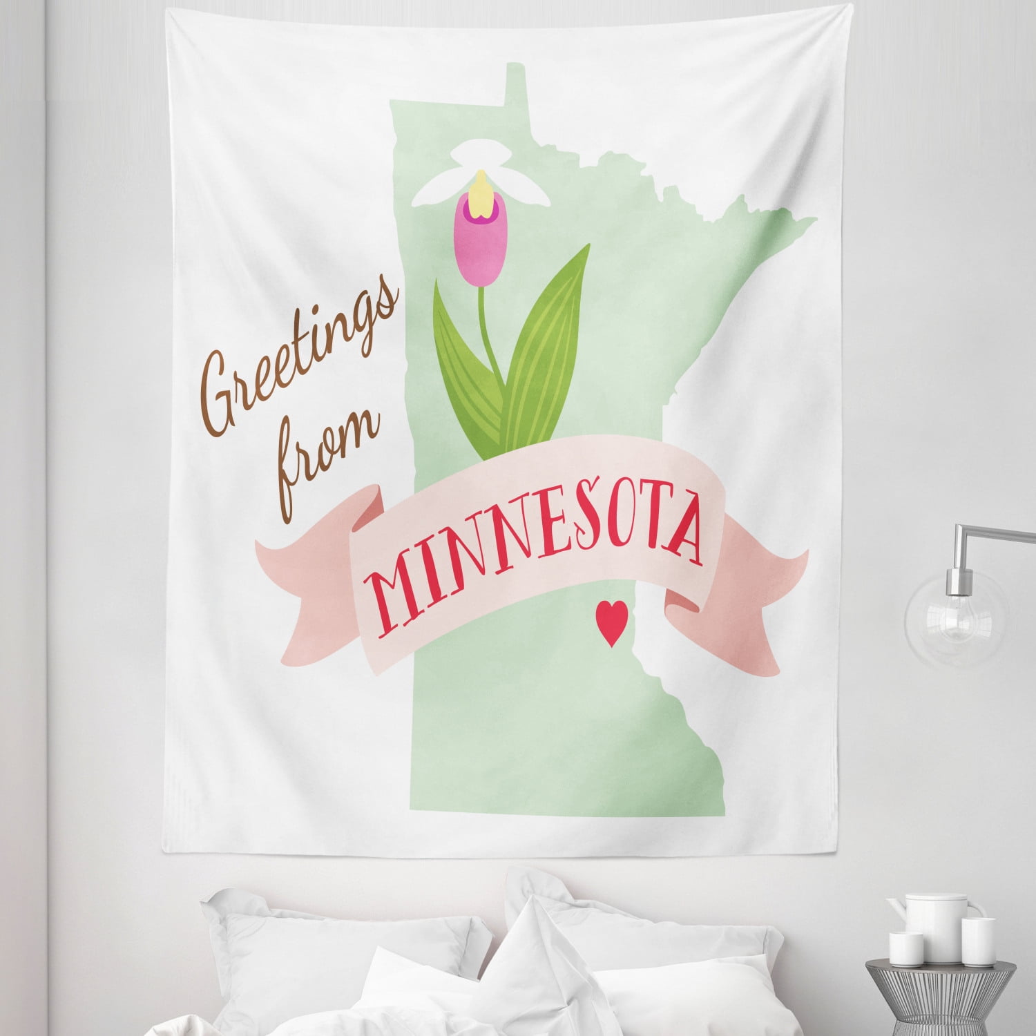 Minnesota Tapestry, Greetings from Minnesota Lettering with Endemic ...