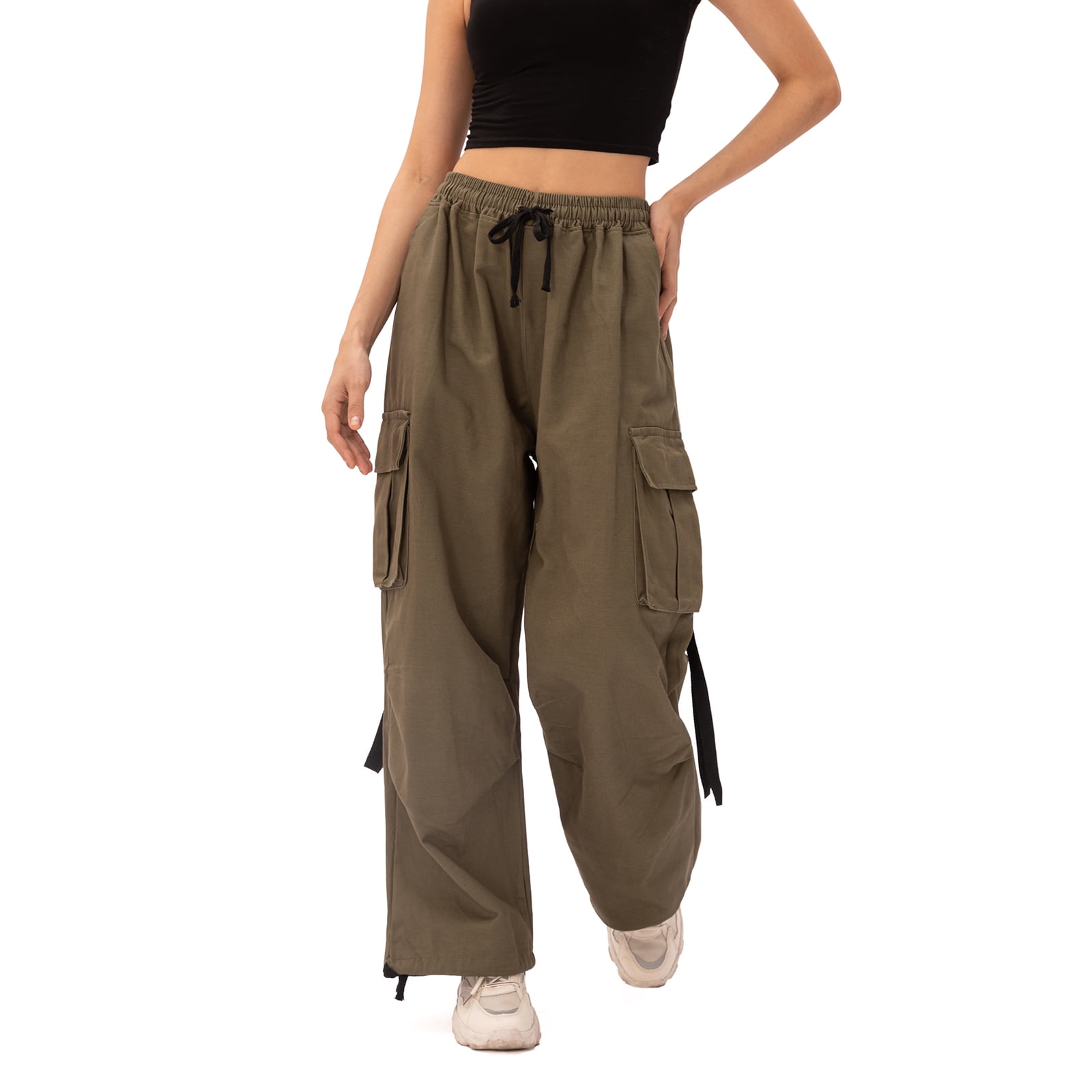 Gothic Cargo Pants Women Baggy High Waisted Y2k Pants Wide Leg with ...