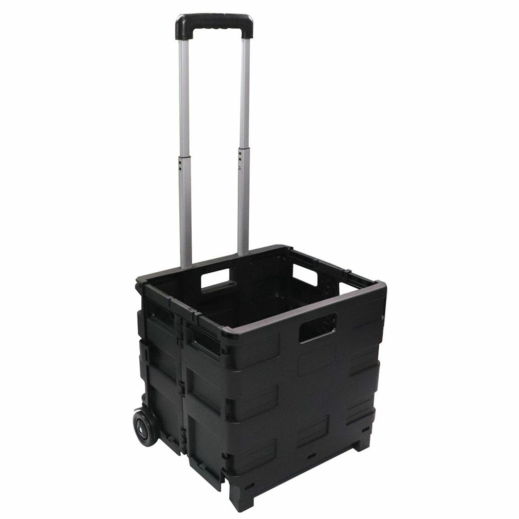Newly Sturdy Storage Folding Box Black Collapsible Rolling Crate On ...