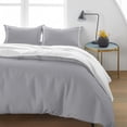 4 Piece Duvet Cover Set Cal king, Pure Grey Soft Breathable Bedding Set ...